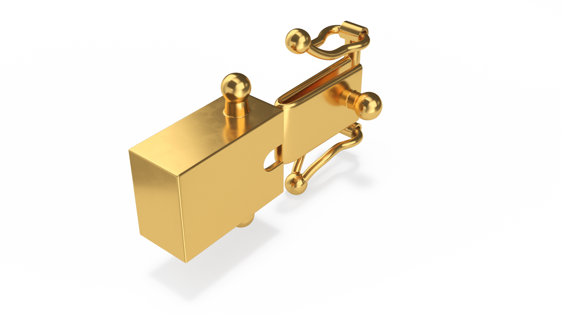 3D Yellow Gold Push Button Box Clasp - TurboSquid 2121913