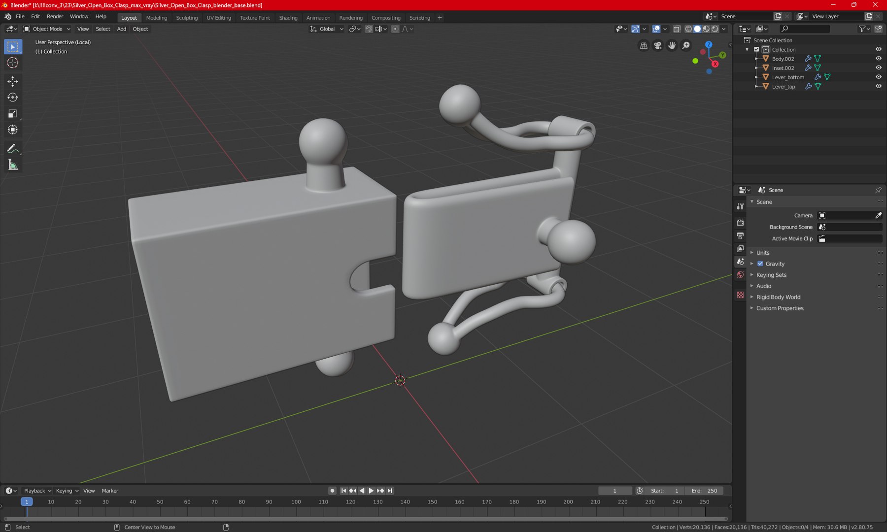 3D Yellow Gold Push Button Box Clasp - TurboSquid 2121913