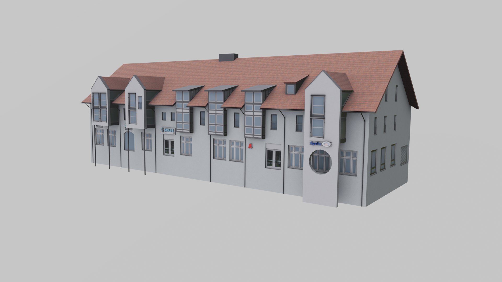 3D Model German Commercial Building Game Ready PBR With LODs ...