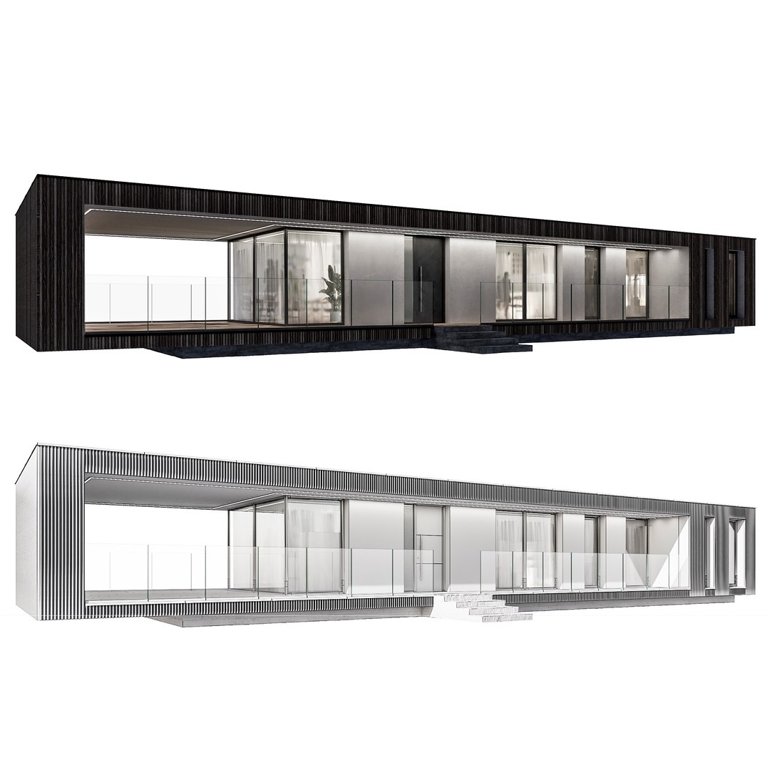 Modern house 16 at night 3D model - TurboSquid 1903941