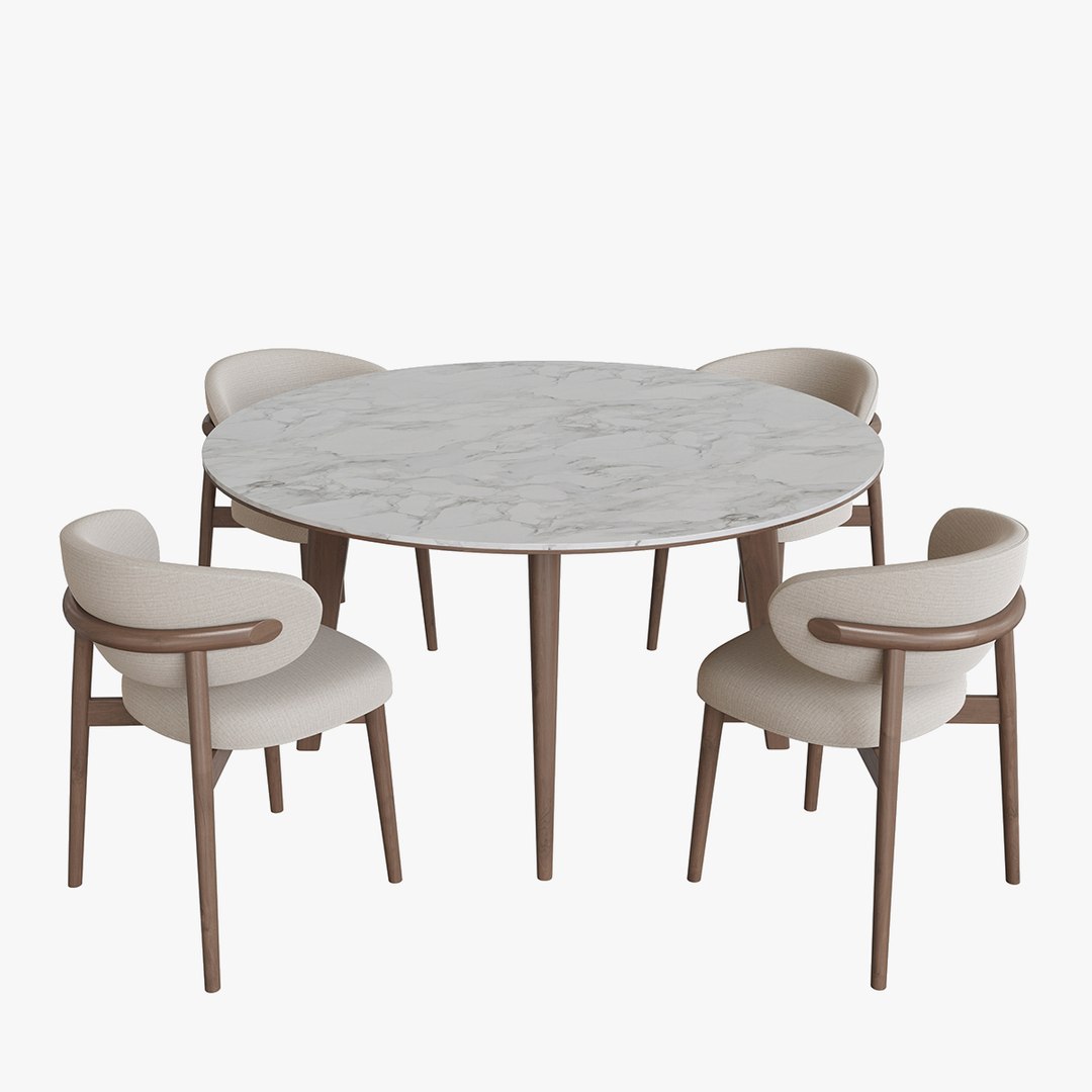 3D Abrey Round Table And Oleandro Chair - TurboSquid 1956625