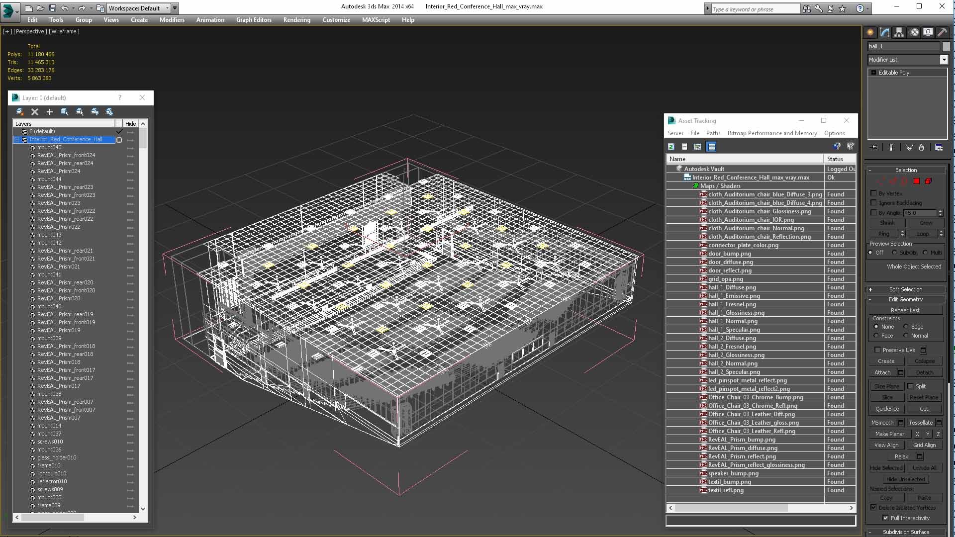 Interior Red Conference Hall 3D model - TurboSquid 2115240