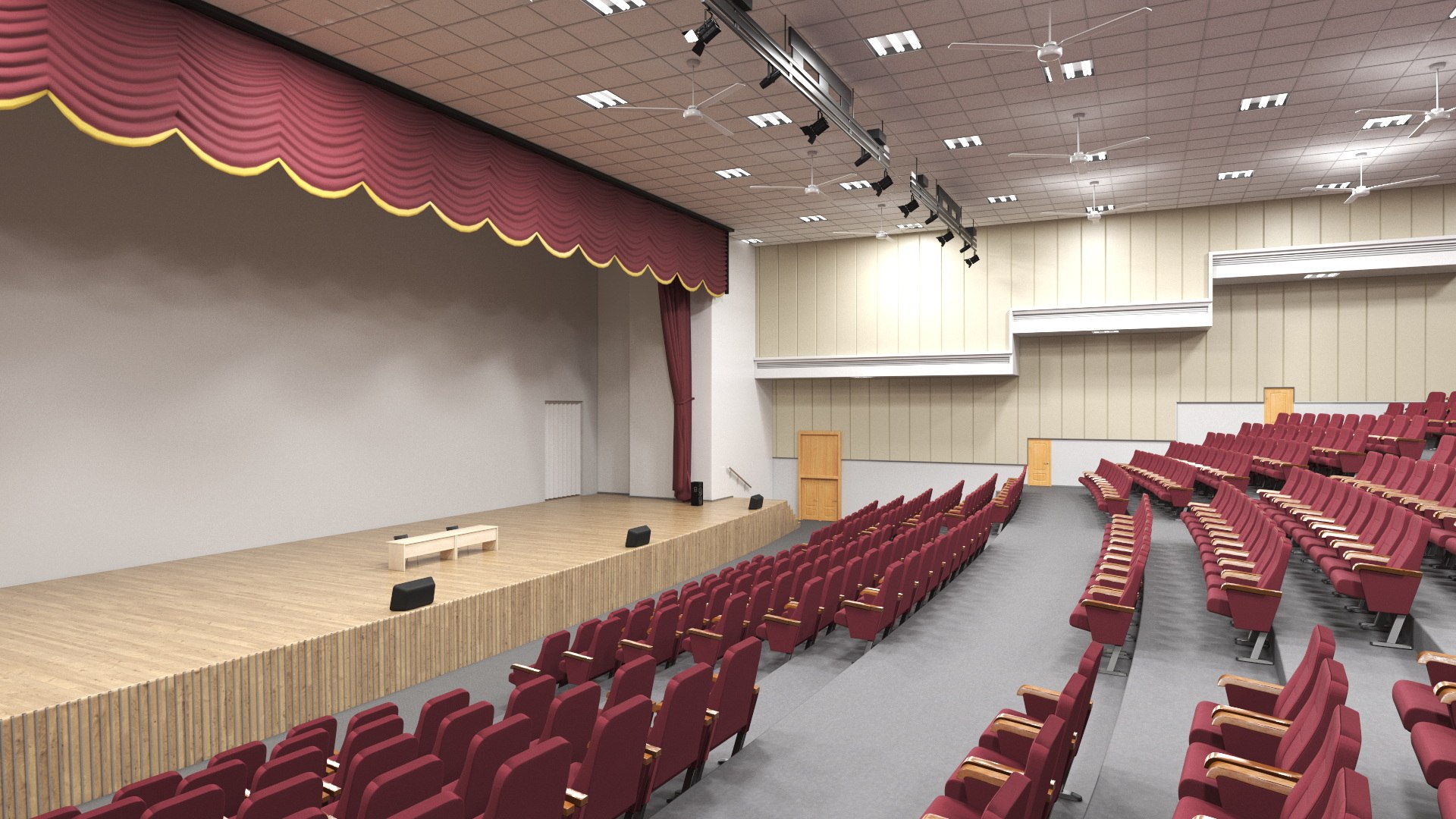 Interior Red Conference Hall 3D Model - TurboSquid 2115240