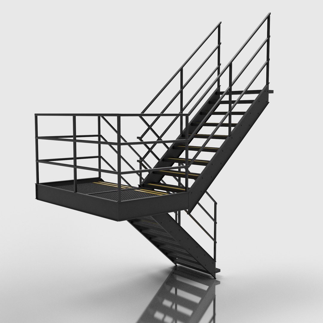 3D Industrial Stairs Model - TurboSquid 2403070