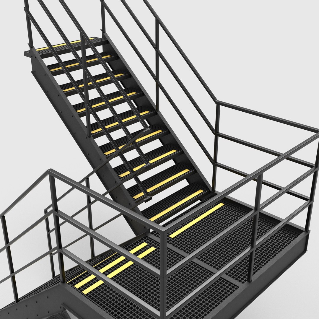 3D Industrial Stairs Model - TurboSquid 2403070