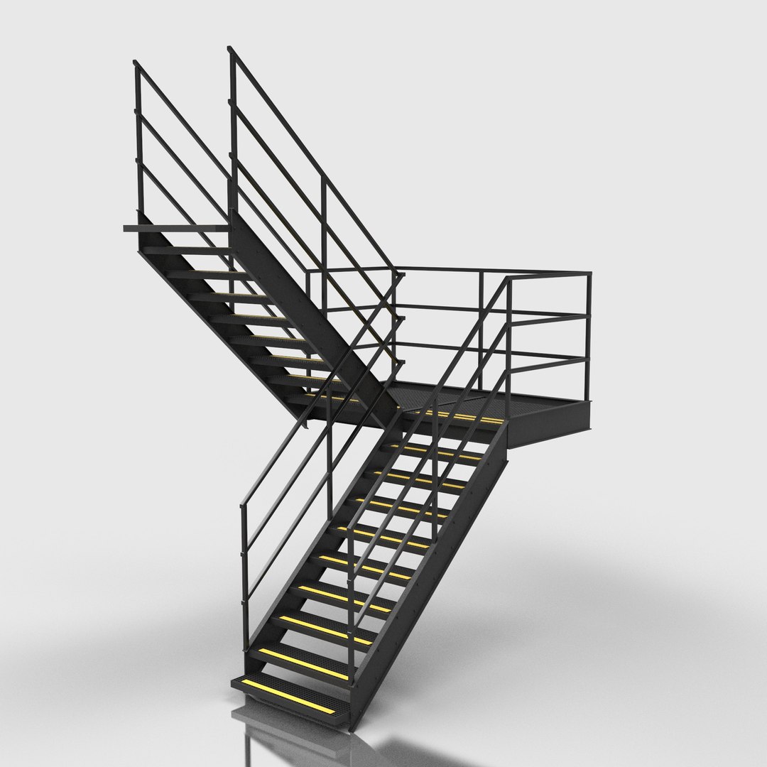 3D Industrial Stairs Model - TurboSquid 2403070