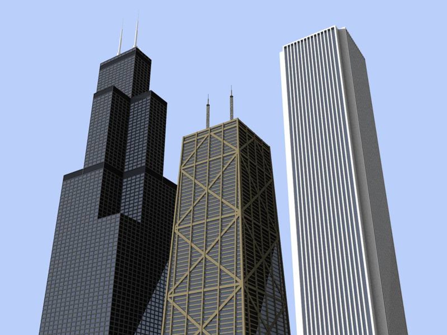 3 Chicago Skyscrapers 3d 3ds