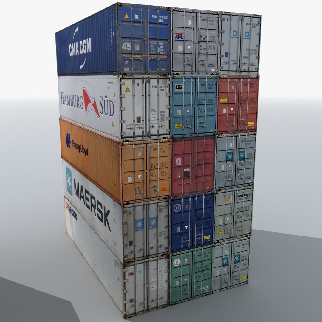 3d cargo shipping containers industrial model