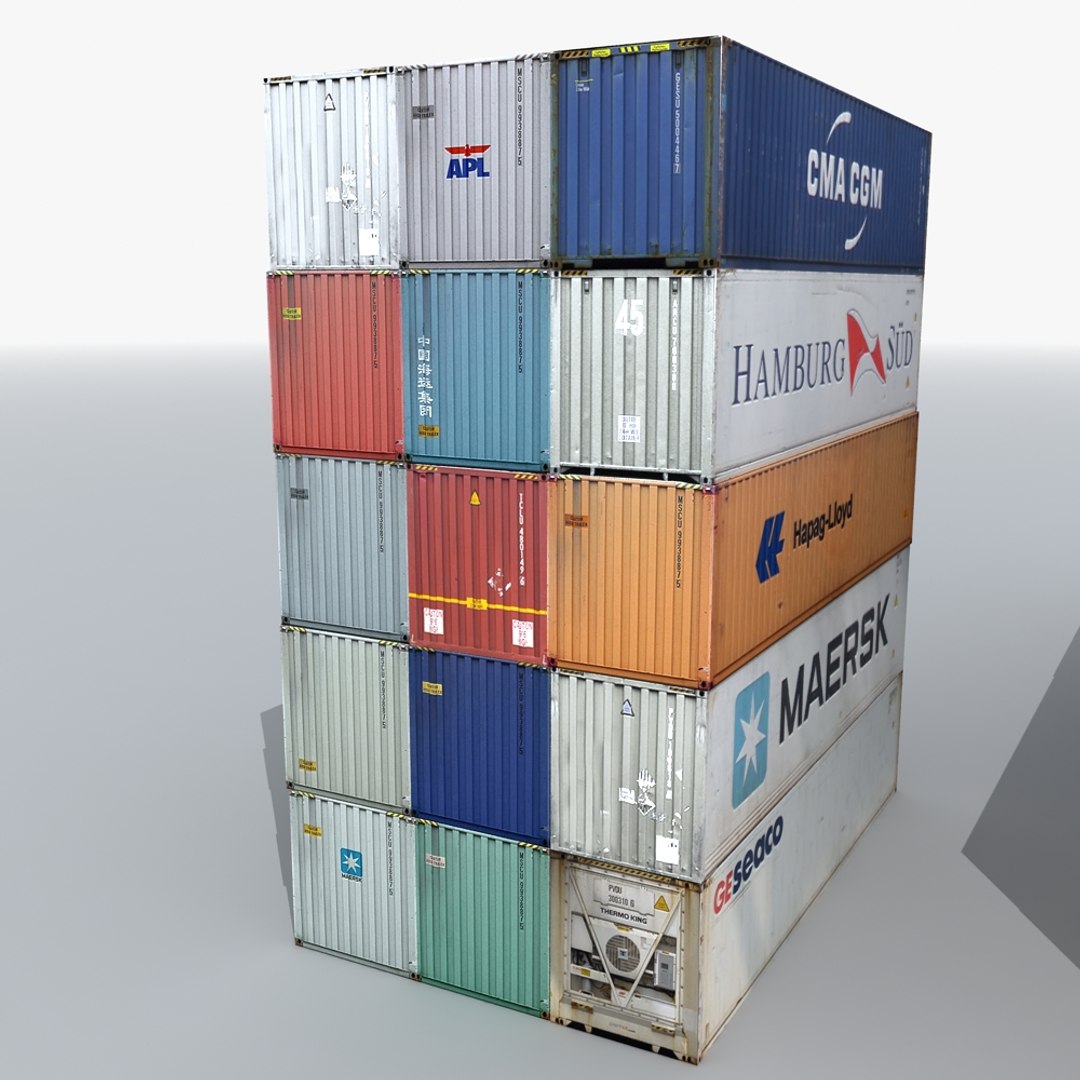 3d cargo shipping containers industrial model