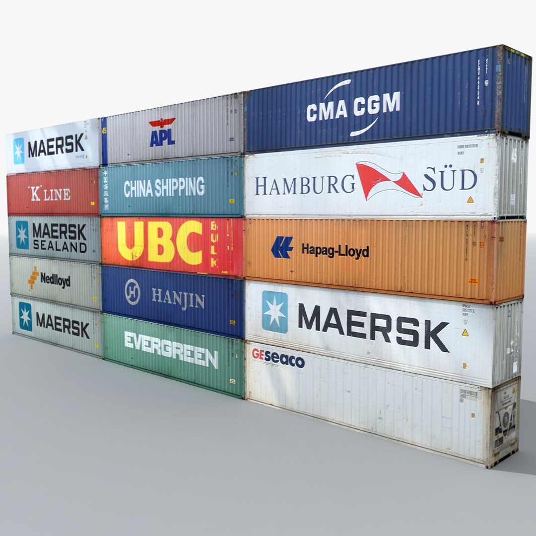 3d cargo shipping containers industrial model