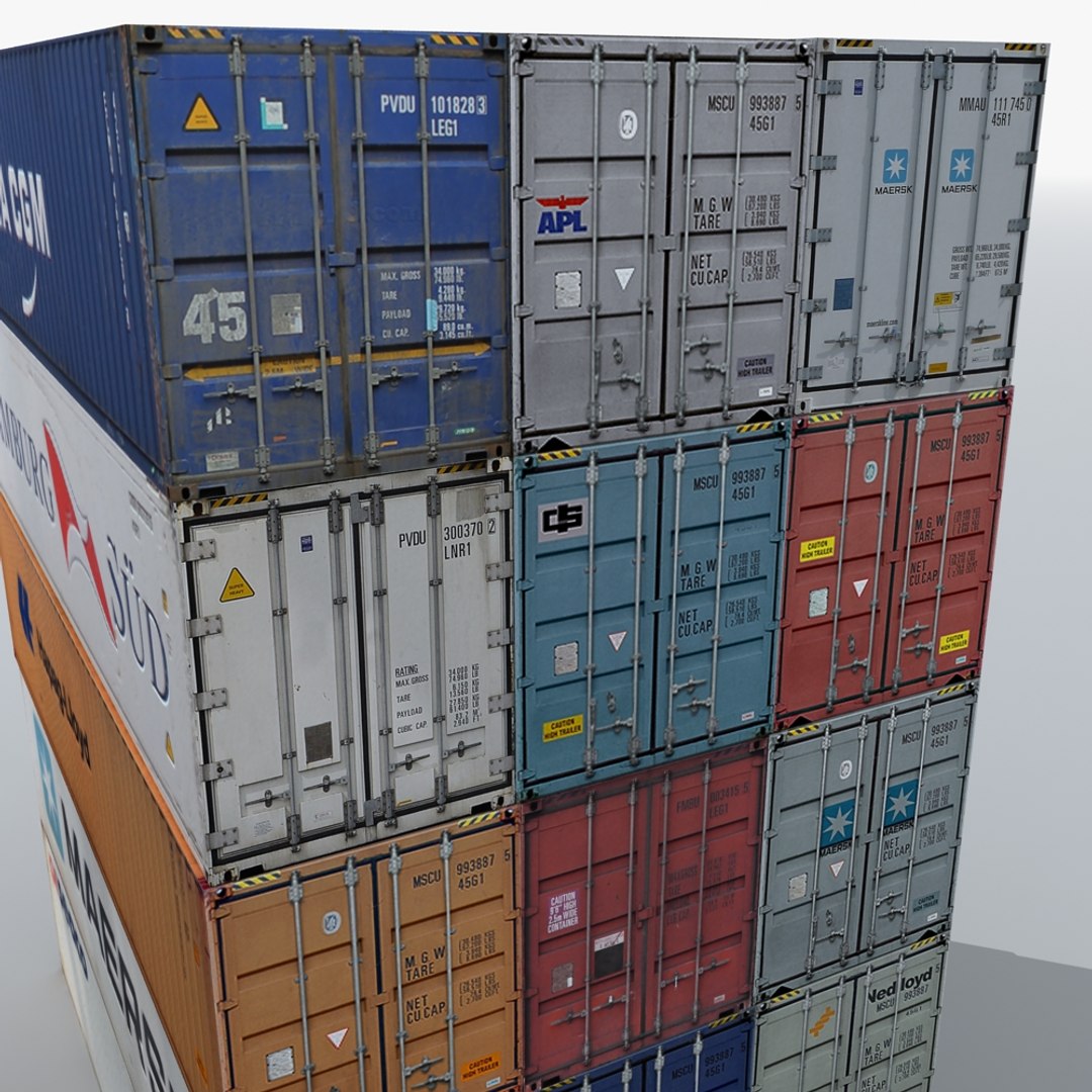 3d cargo shipping containers industrial model