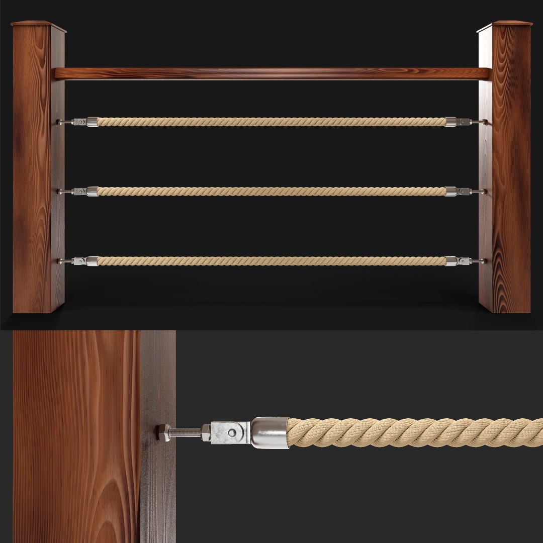 Rope railing 3D model - TurboSquid 1716301