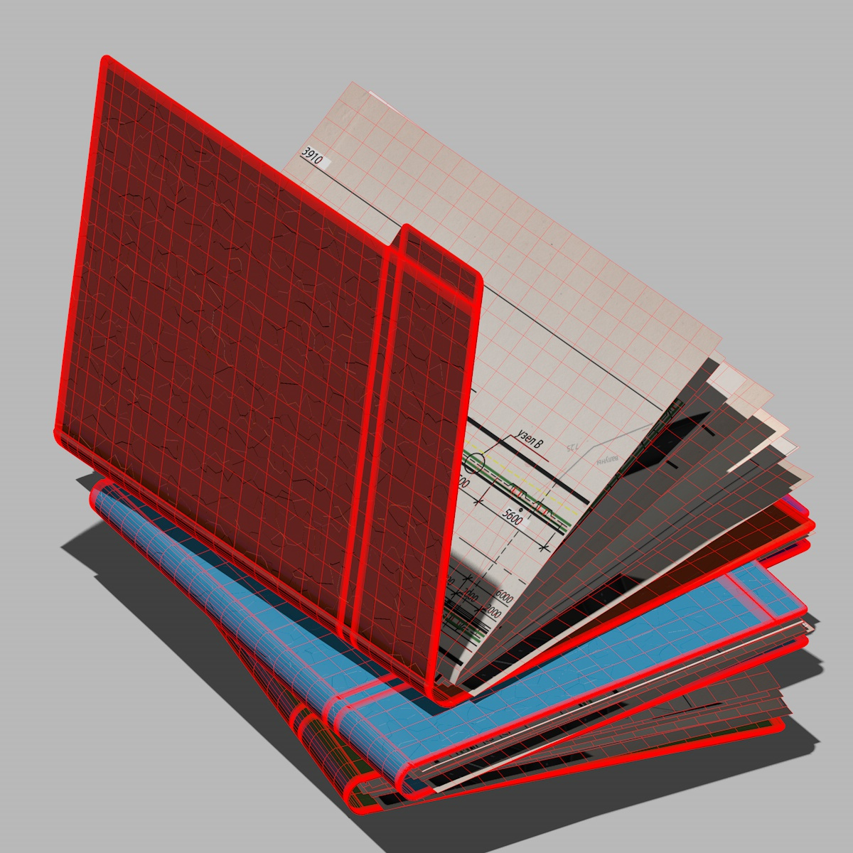 falling stack folders 3d c4d