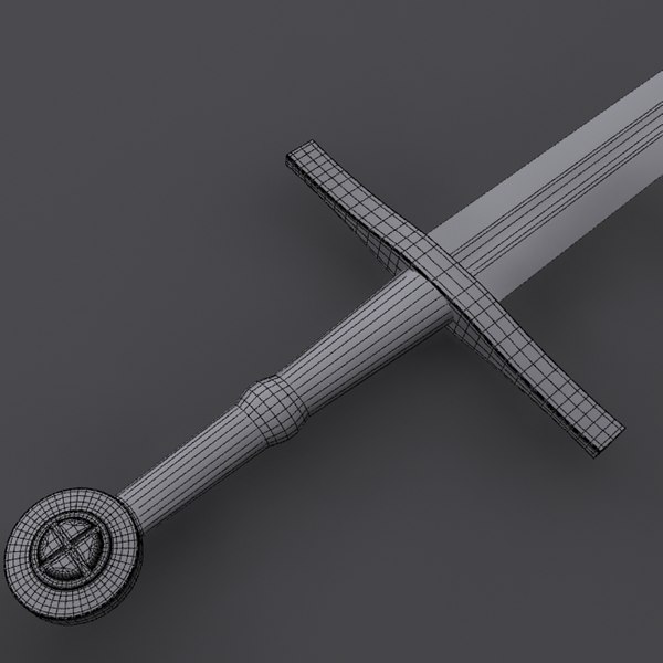 3d model medieval templar sword