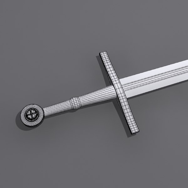 3d model medieval templar sword