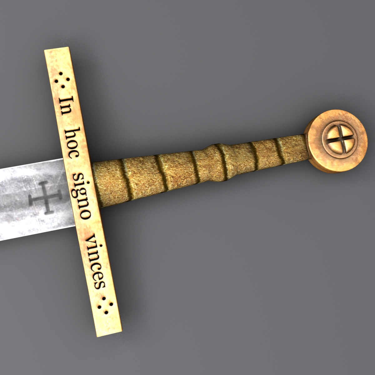 3d model medieval templar sword