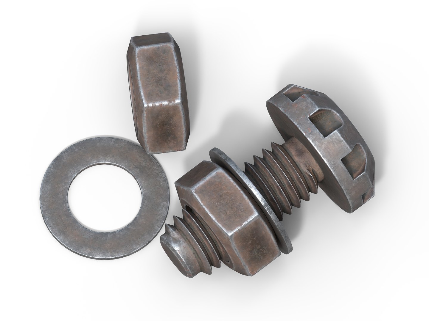 Rusty Bolt Nut And Washer 3D - TurboSquid 2394890