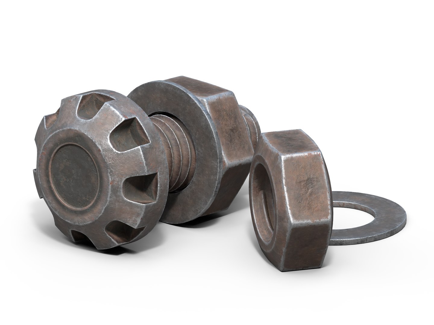 Rusty Bolt Nut And Washer 3D - TurboSquid 2394890