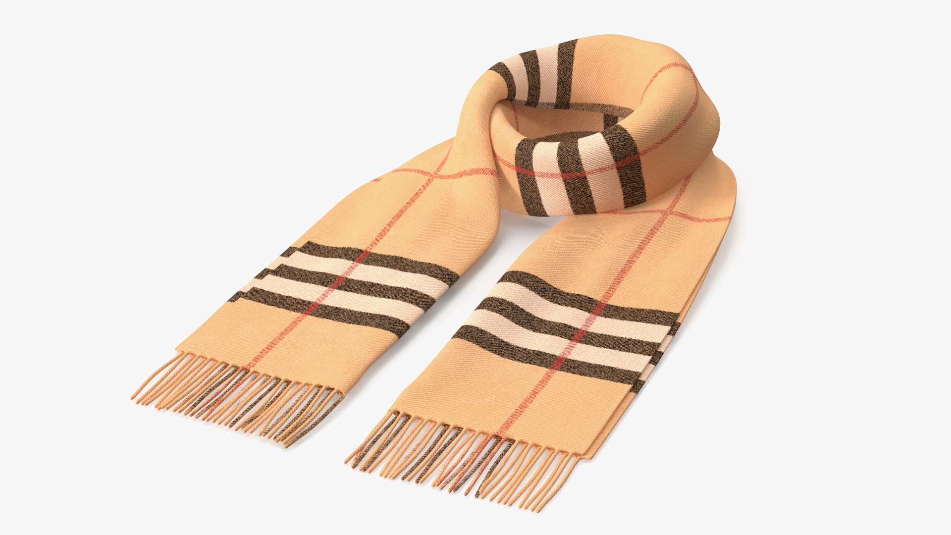 Rolled Fringed Beige Check Scarf 3D model - TurboSquid 2113726