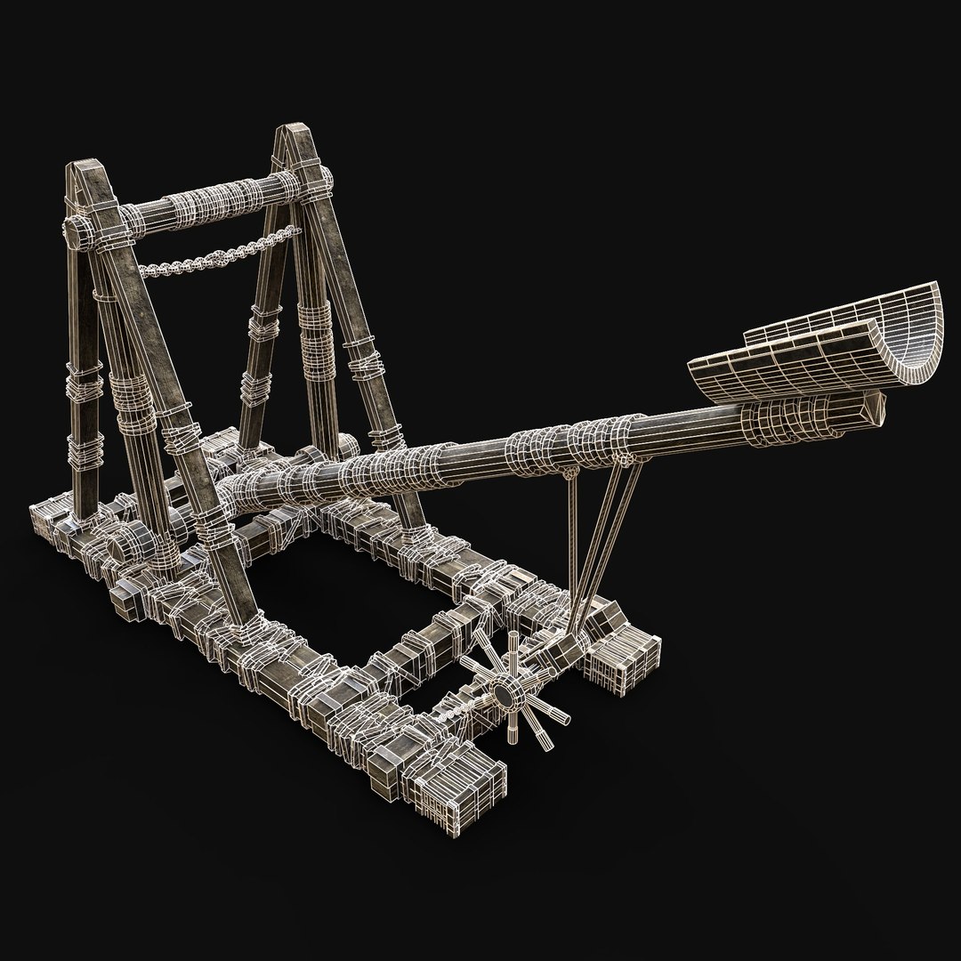 3D CATAPULT MEDIEVAL SIEGE ENGINE WAR MACHINE BATTLE WEAPON Model ...