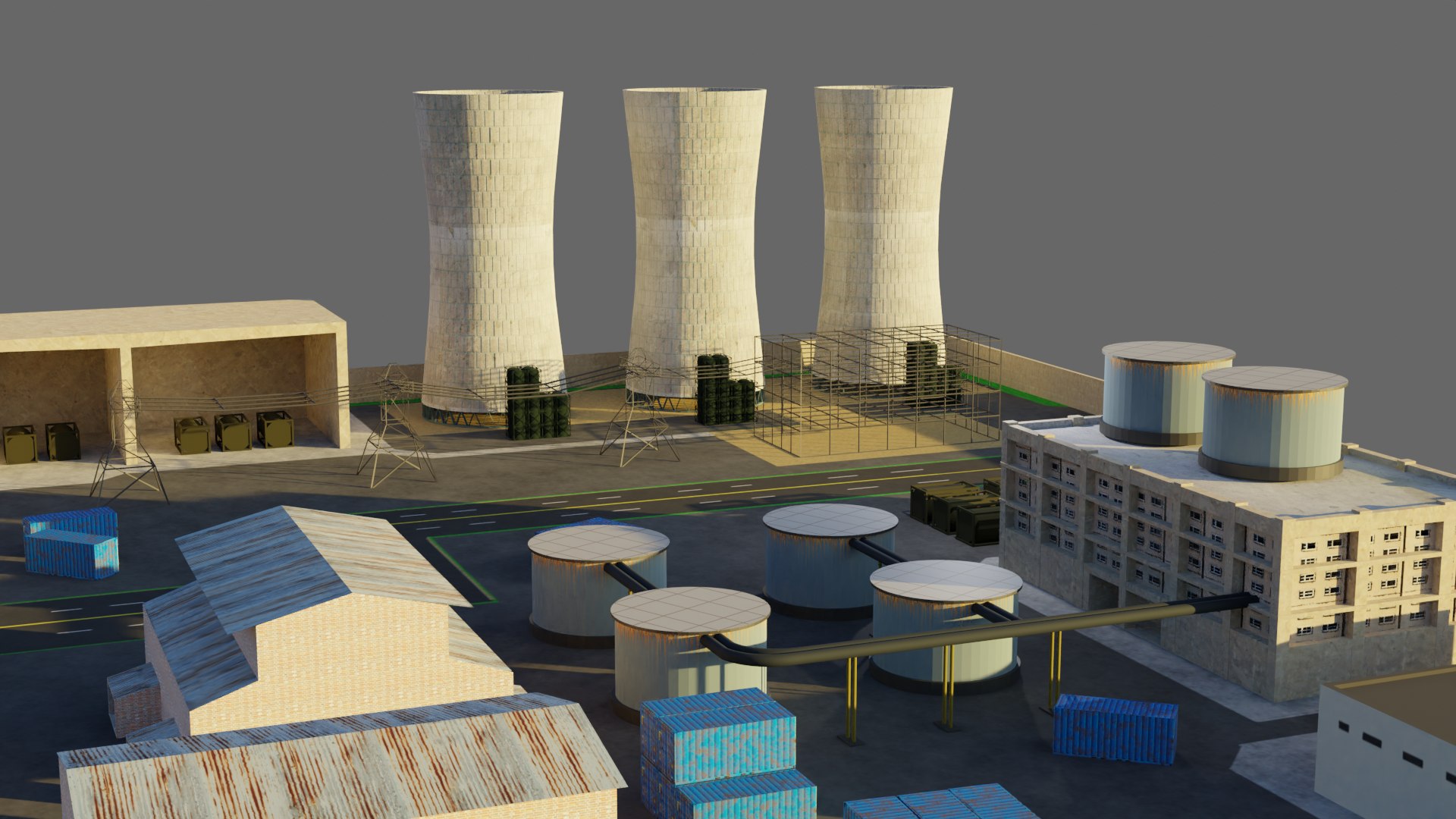 Modular Nuclear Power Station - Low Poly - Game Ready - PBR 3D Model ...
