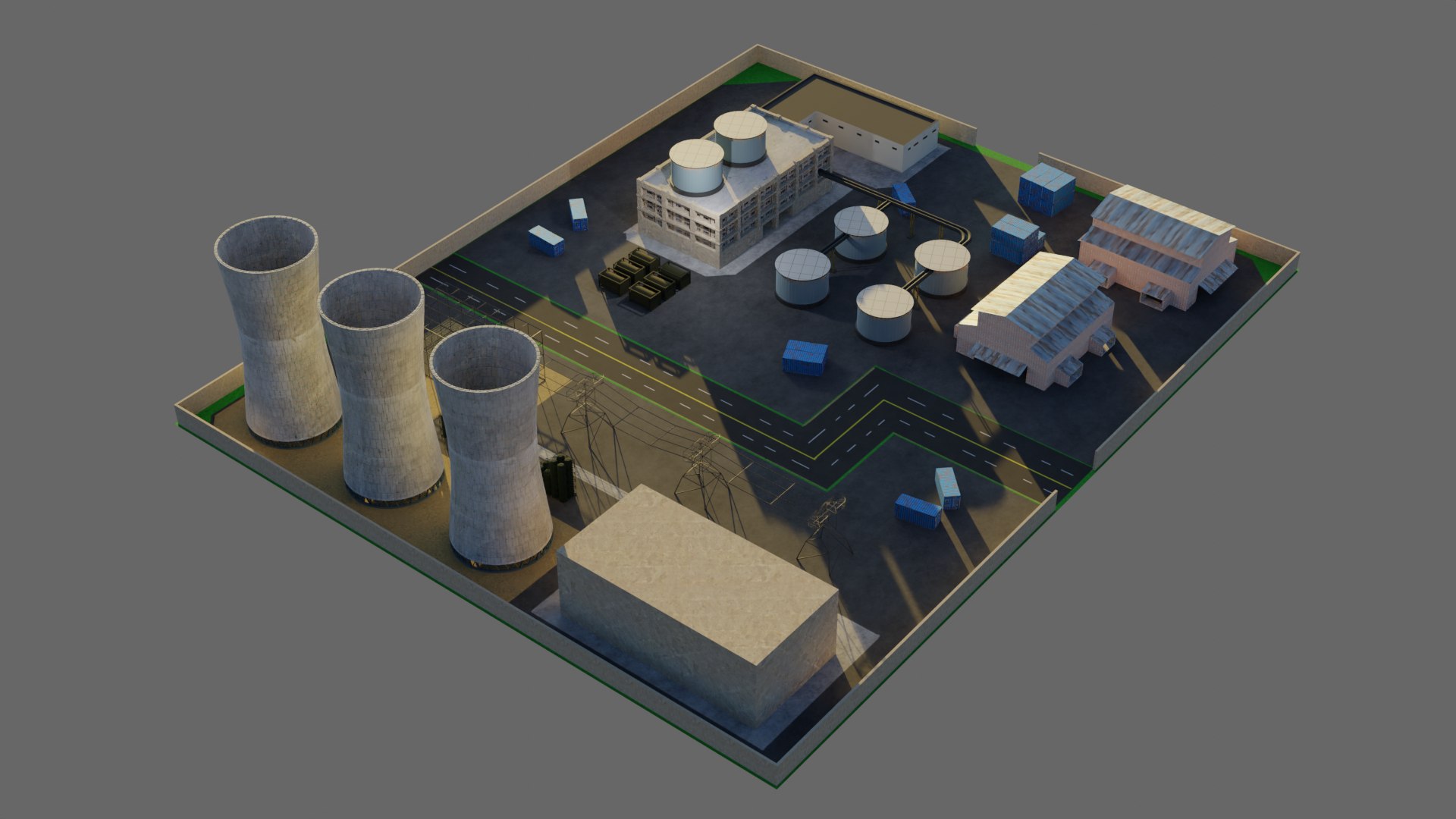 Modular Nuclear Power Station - Low Poly - Game Ready - PBR 3D Model ...