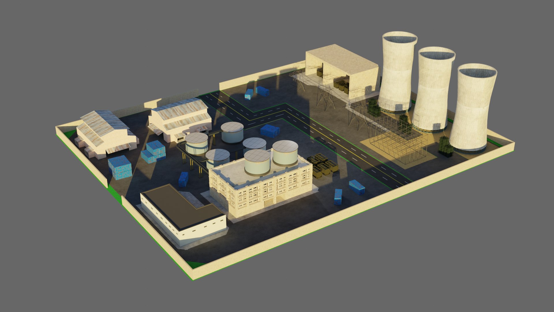 Modular Nuclear Power Station - Low Poly - Game Ready - PBR 3D Model ...
