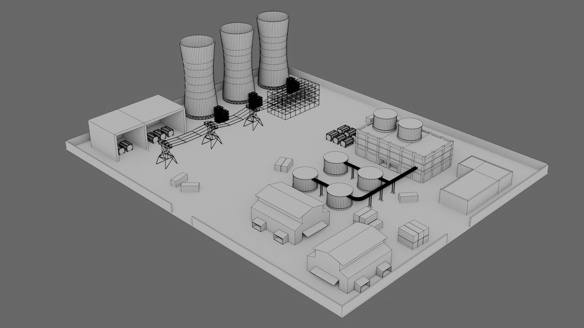 Modular Nuclear Power Station - Low Poly - Game Ready - PBR 3D Model ...