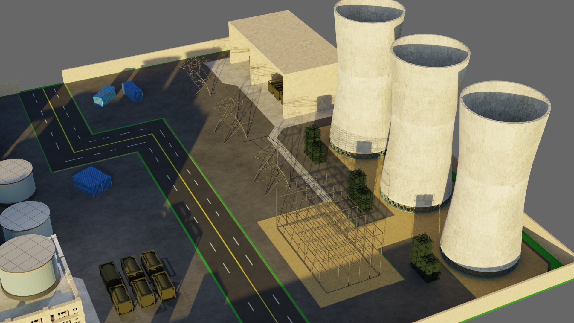 Modular Nuclear Power Station - Low Poly - Game Ready - PBR 3D Model ...
