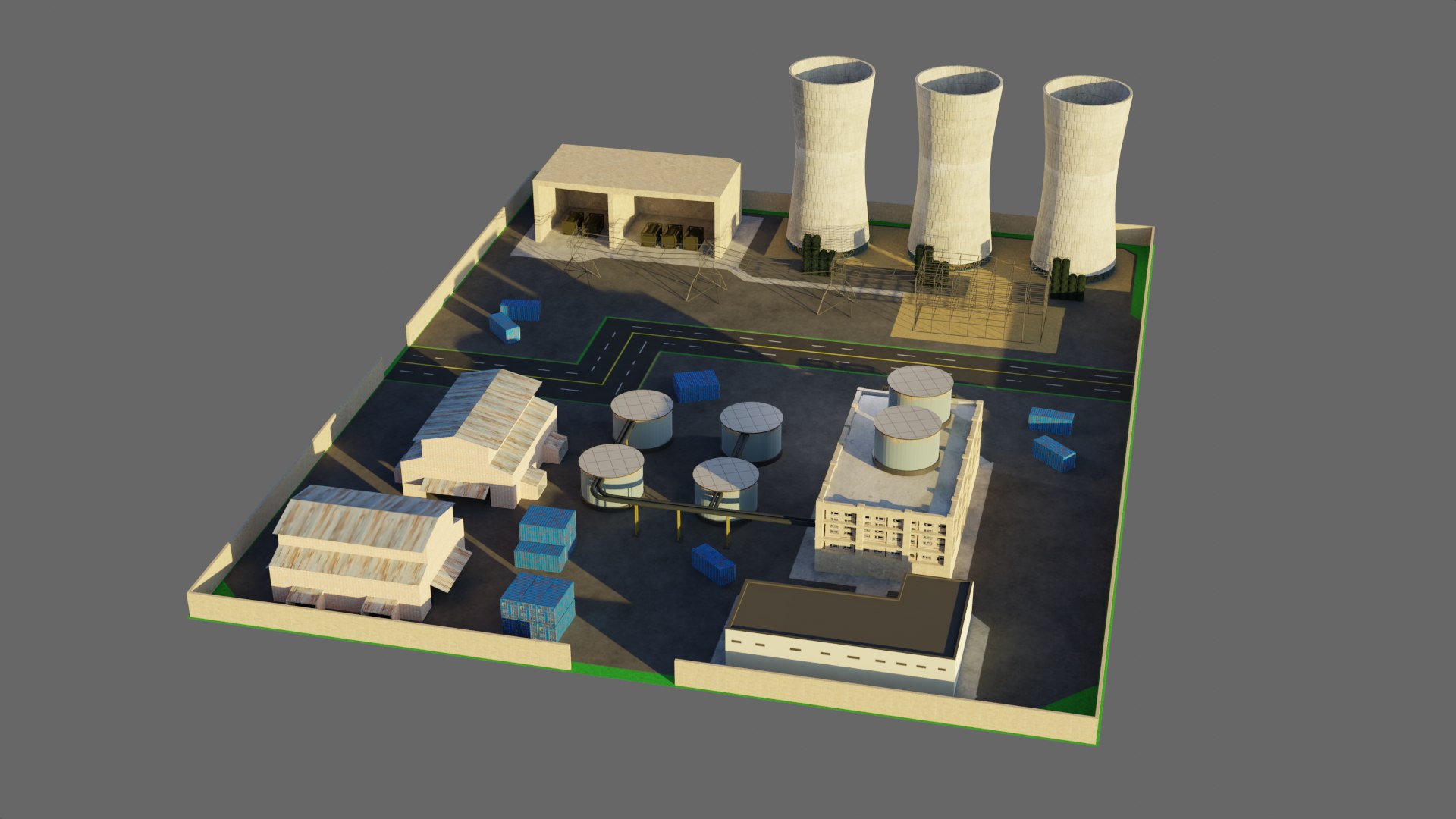 Modular Nuclear Power Station - Low Poly - Game Ready - PBR 3D Model ...
