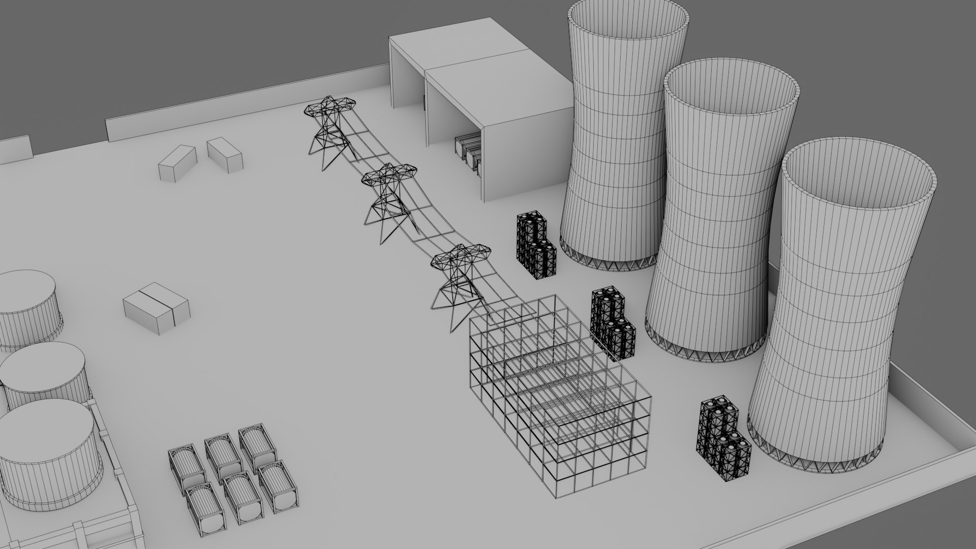 Modular Nuclear Power Station - Low Poly - Game Ready - PBR 3D Model ...