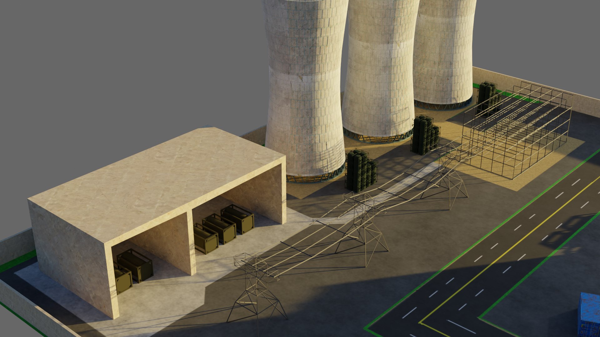 Modular Nuclear Power Station - Low Poly - Game Ready - PBR 3D Model ...