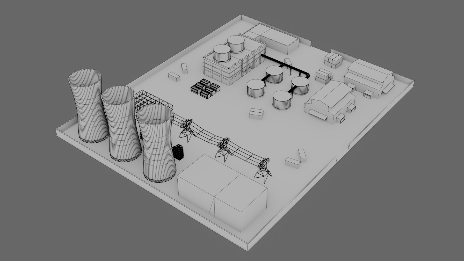 Modular Nuclear Power Station - Low Poly - Game Ready - PBR 3D Model ...