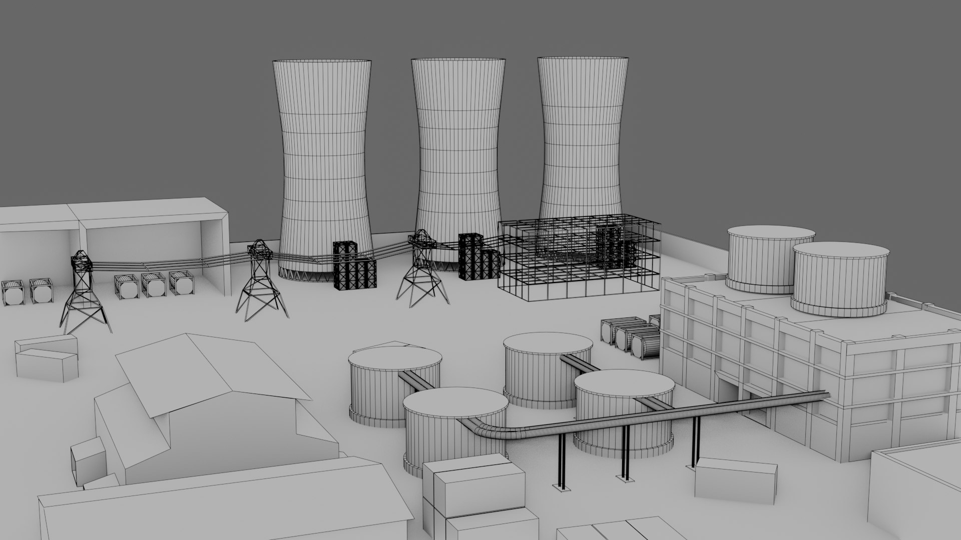 Modular Nuclear Power Station - Low Poly - Game Ready - PBR 3D Model ...