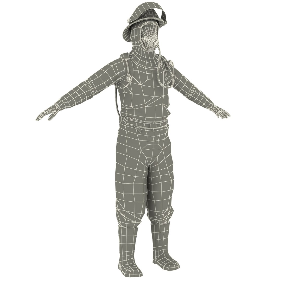 Fireman V2 T-pose 3ds