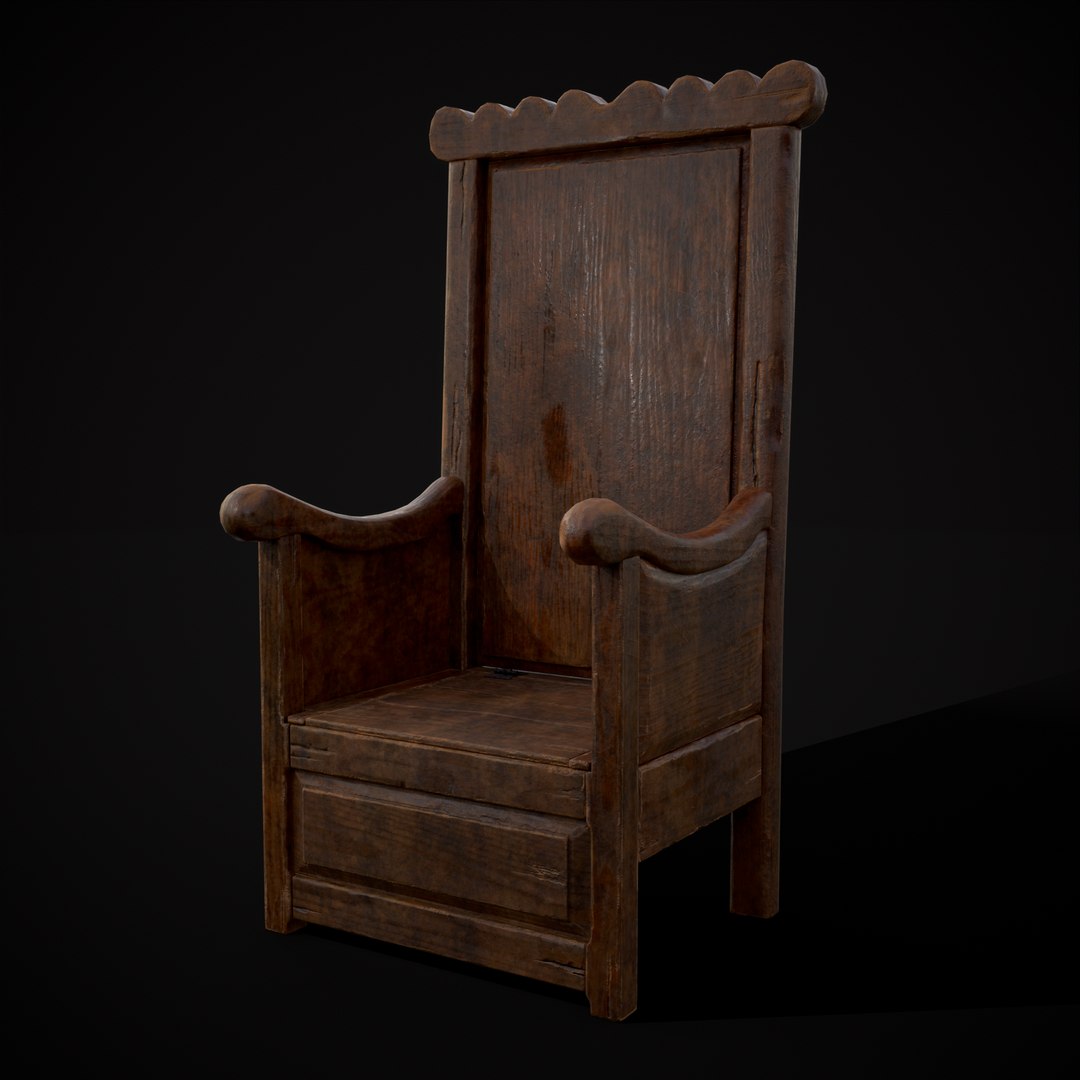 Medieval Oak Armchair 3D model - TurboSquid 2153558