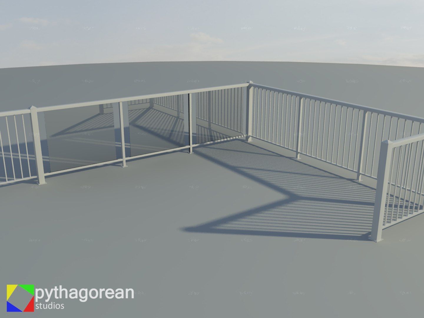 3d Set Modular Railings Model