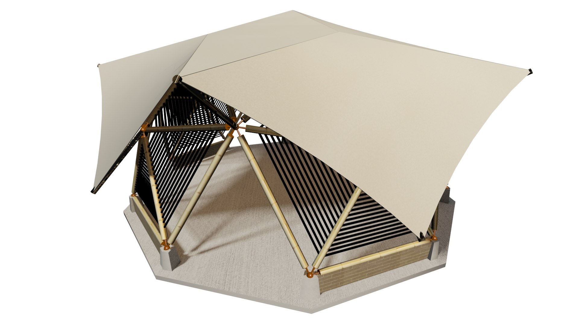 3D Model BAMBOO CANOPY GEODESIC TENT BAKED - TurboSquid 1759966