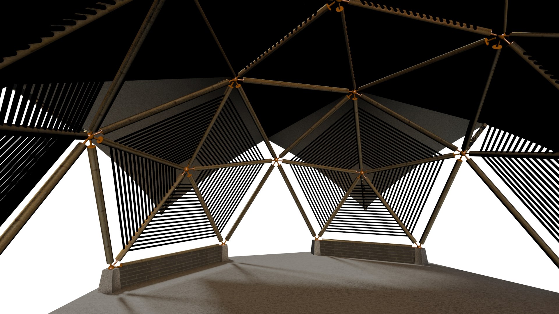 3D Model BAMBOO CANOPY GEODESIC TENT BAKED - TurboSquid 1759966