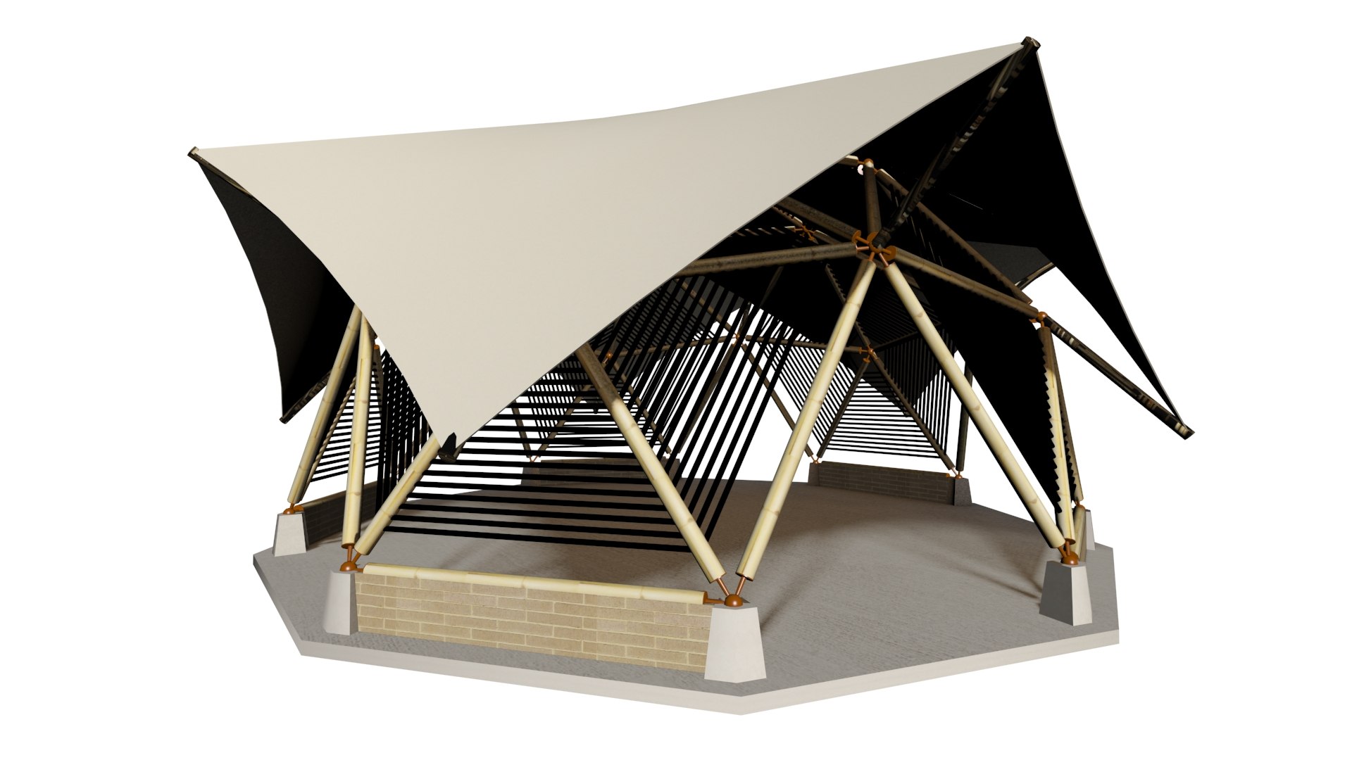 3D Model BAMBOO CANOPY GEODESIC TENT BAKED - TurboSquid 1759966