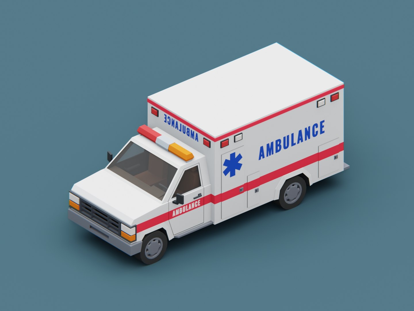 Stylized City Ambulance Truck Low-poly 3D Model - TurboSquid 2044495