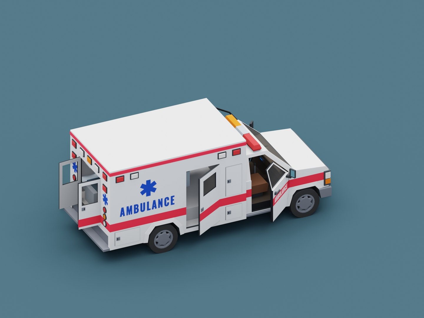 Stylized City Ambulance Truck Low-poly 3D Model - TurboSquid 2044495
