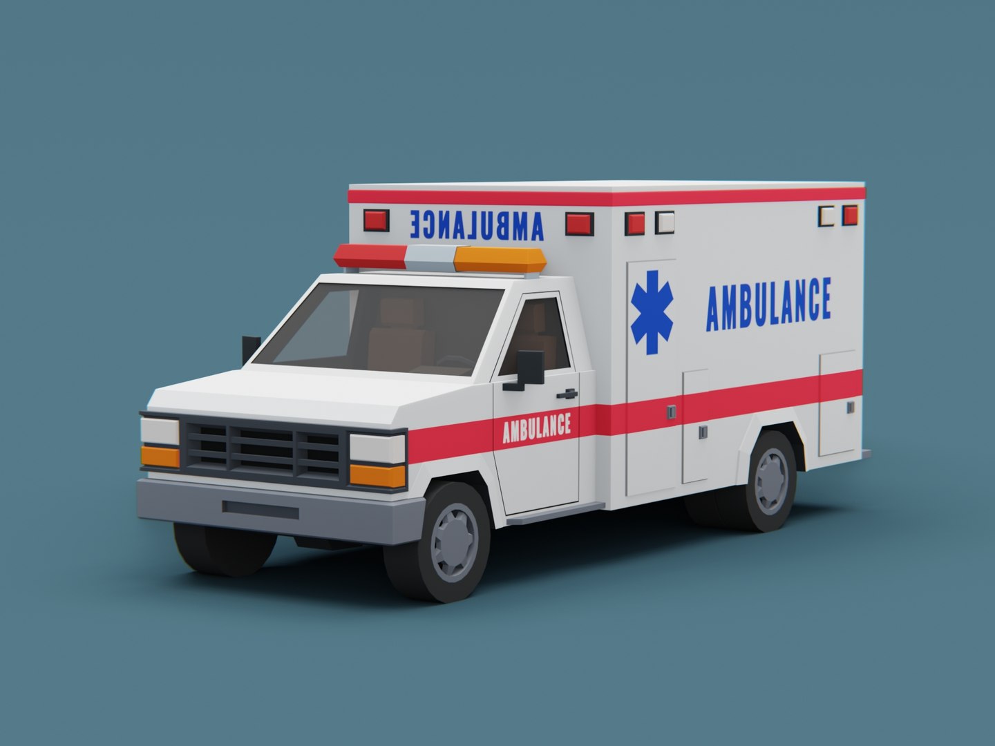 Stylized City Ambulance Truck Low-poly 3D Model - TurboSquid 2044495