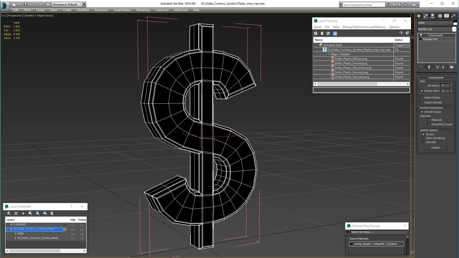 3D Dollar Currency Symbol Plastic - TurboSquid 1685741