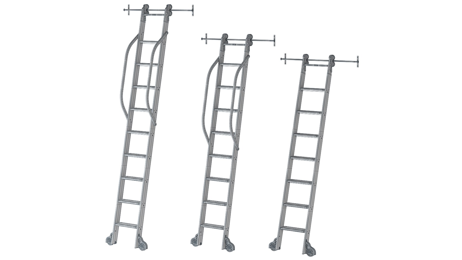 Custom Service Hardware Rolling Library Ladder 3D - TurboSquid 2143749