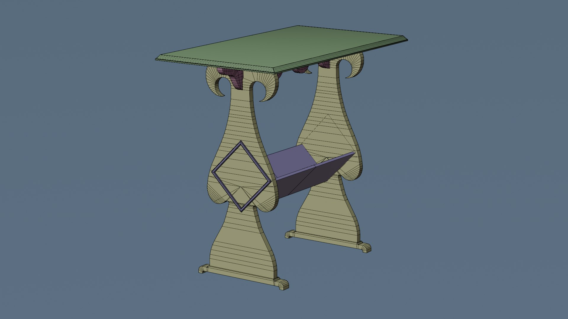 3D Model Gothic Table With Shelf - TurboSquid 2333861