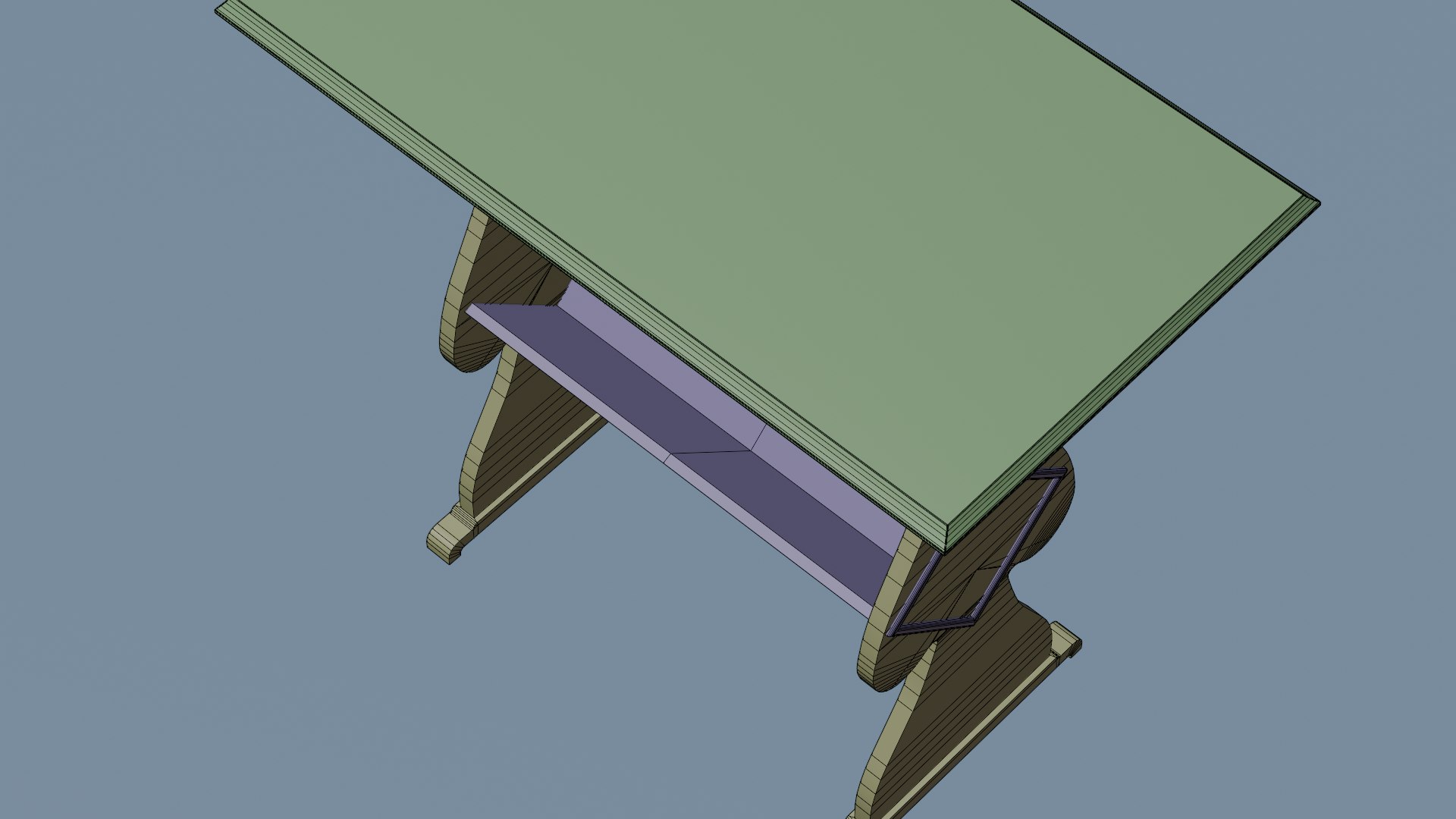 3D Model Gothic Table With Shelf - TurboSquid 2333861