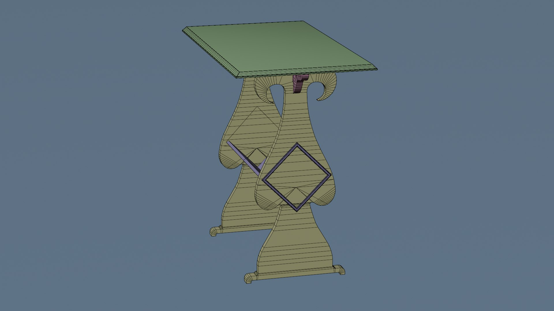 3D Model Gothic Table With Shelf - TurboSquid 2333861