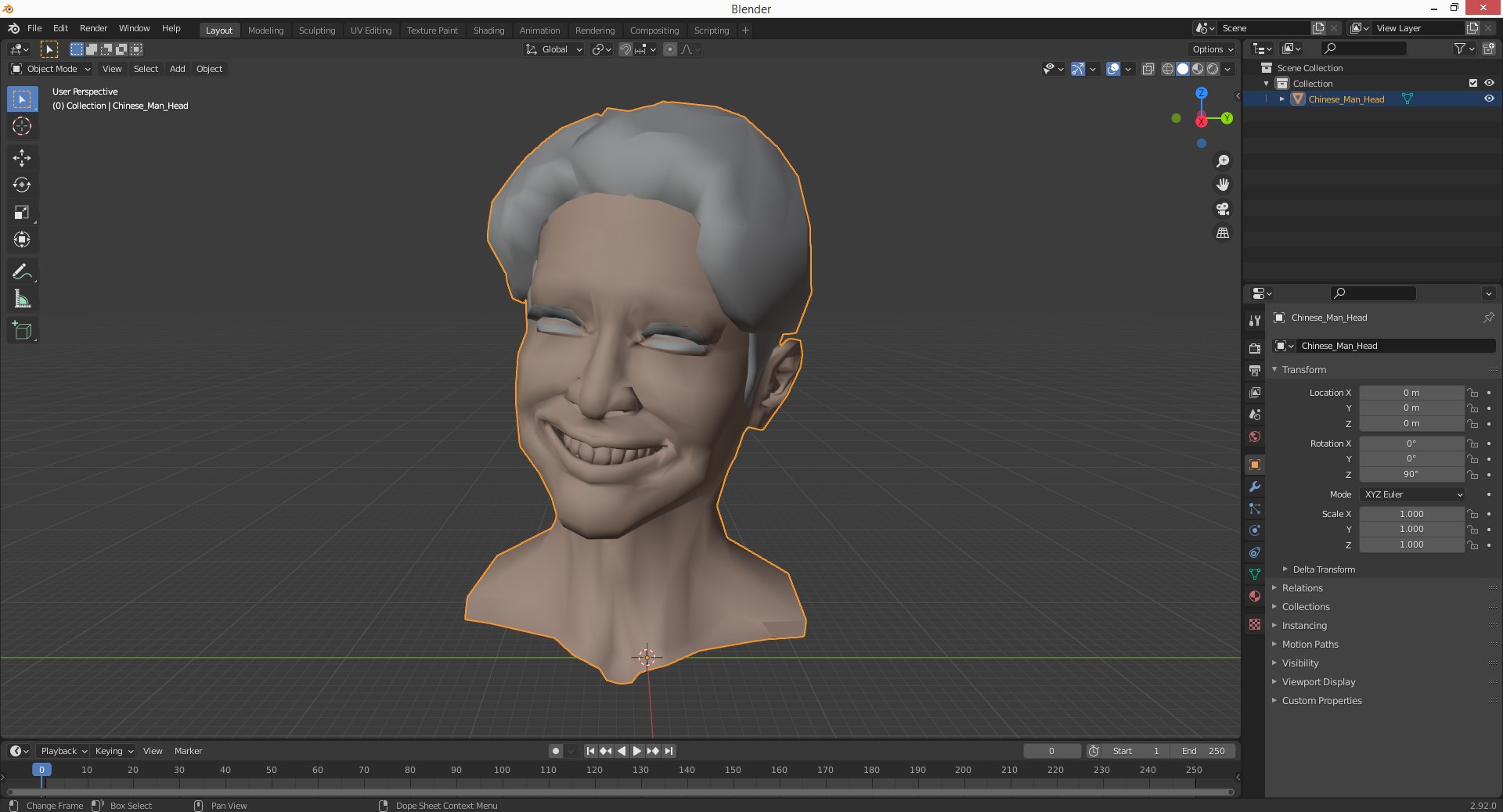 3D Chinese Man Head Model - TurboSquid 1877990