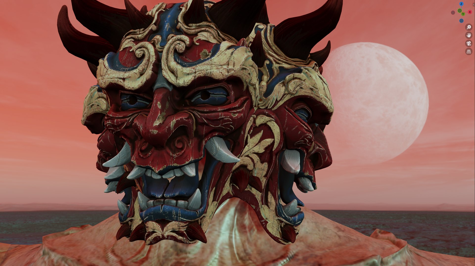 3D Model Demon Oni Mask - TurboSquid 2277936